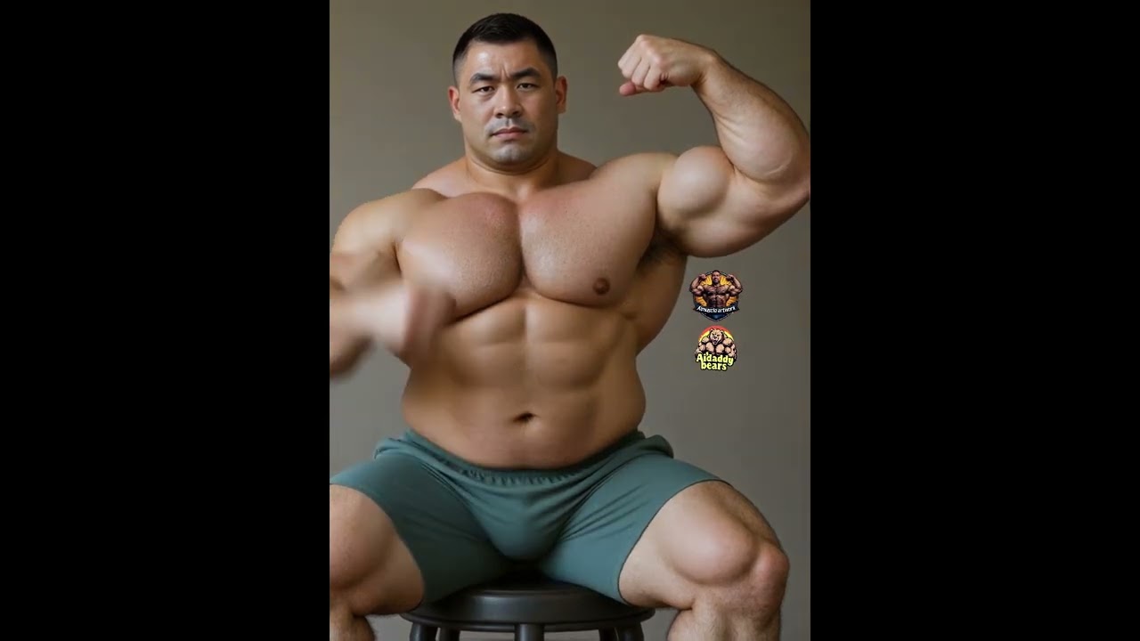 Chinese Musclebear Double Bicep Flex