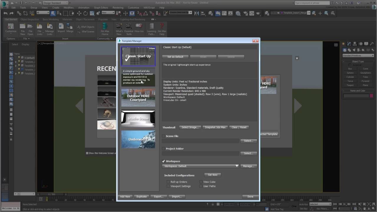 3ds Max - Managing Start up Templates