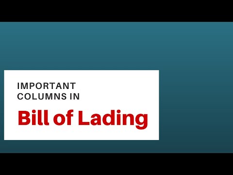Important Columns in Bill of Lading in Urdu / Hindi