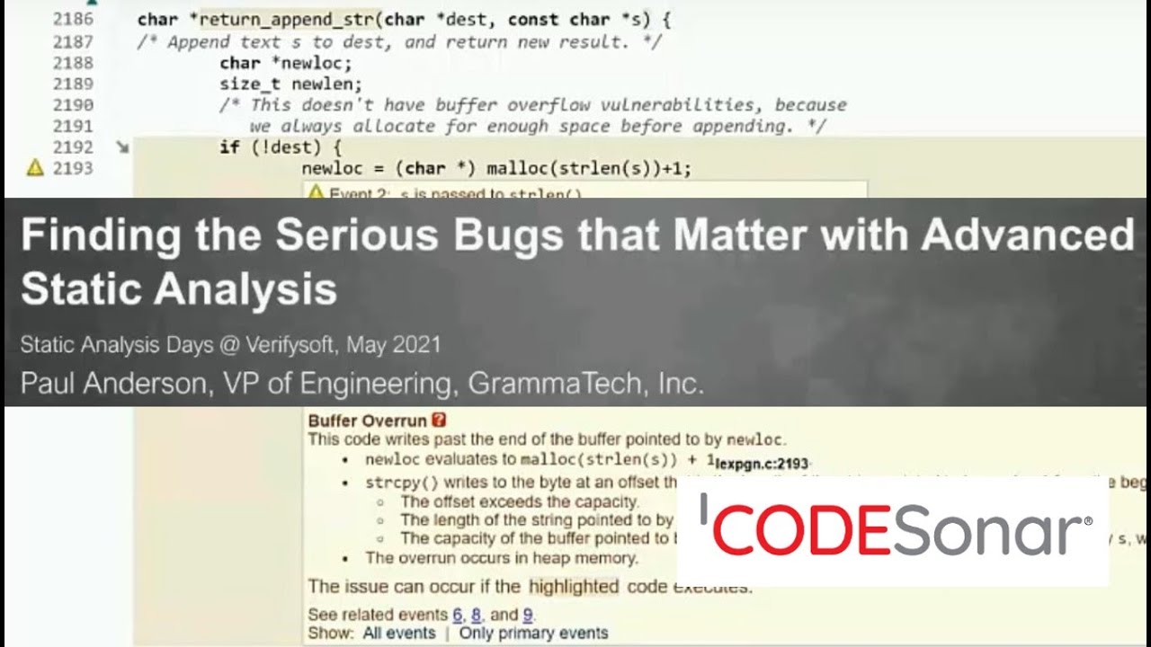 Finding the Serious Bugs that Matter with Advanced Static Analysis (170)