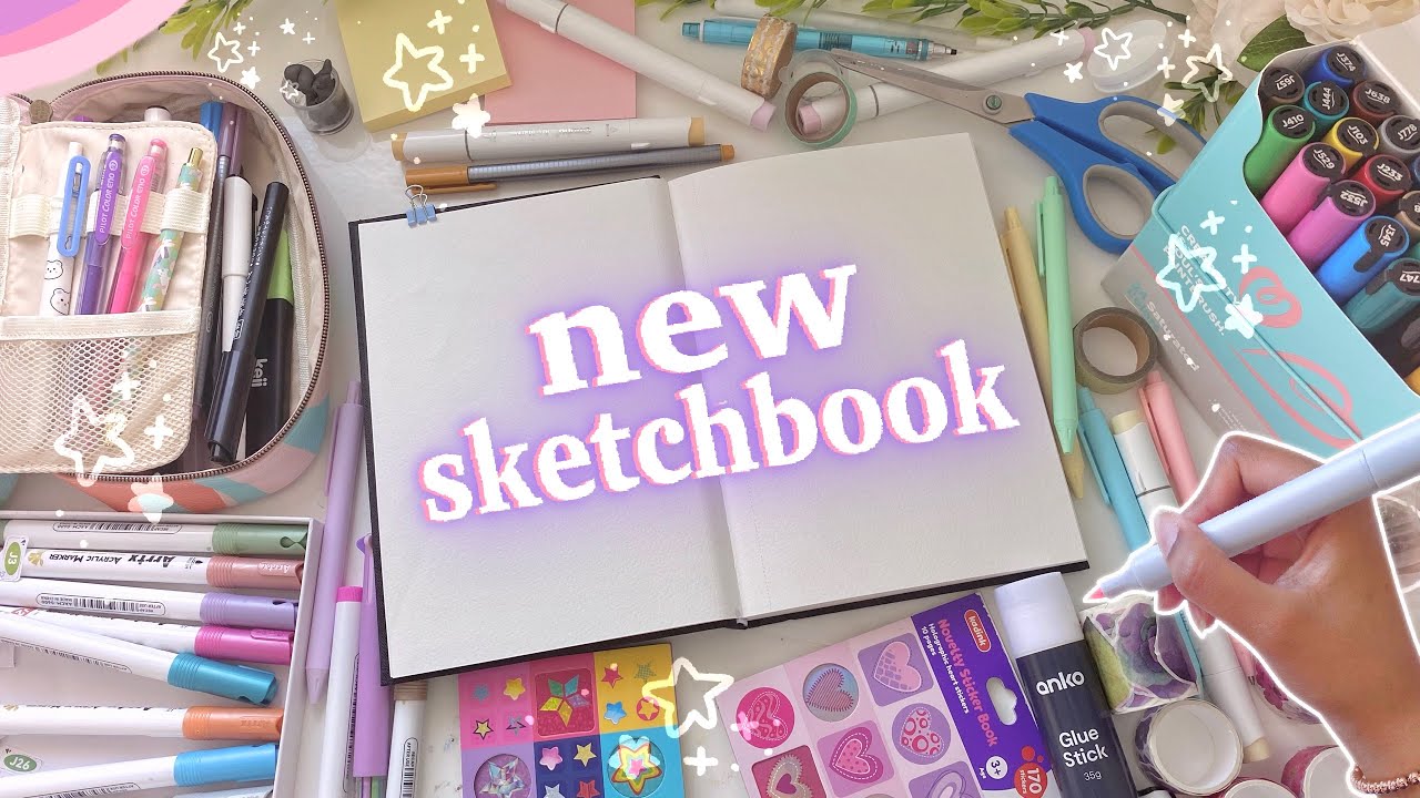 starting & customising my new sketchbook ♡ drawing on the cover, first page & more!