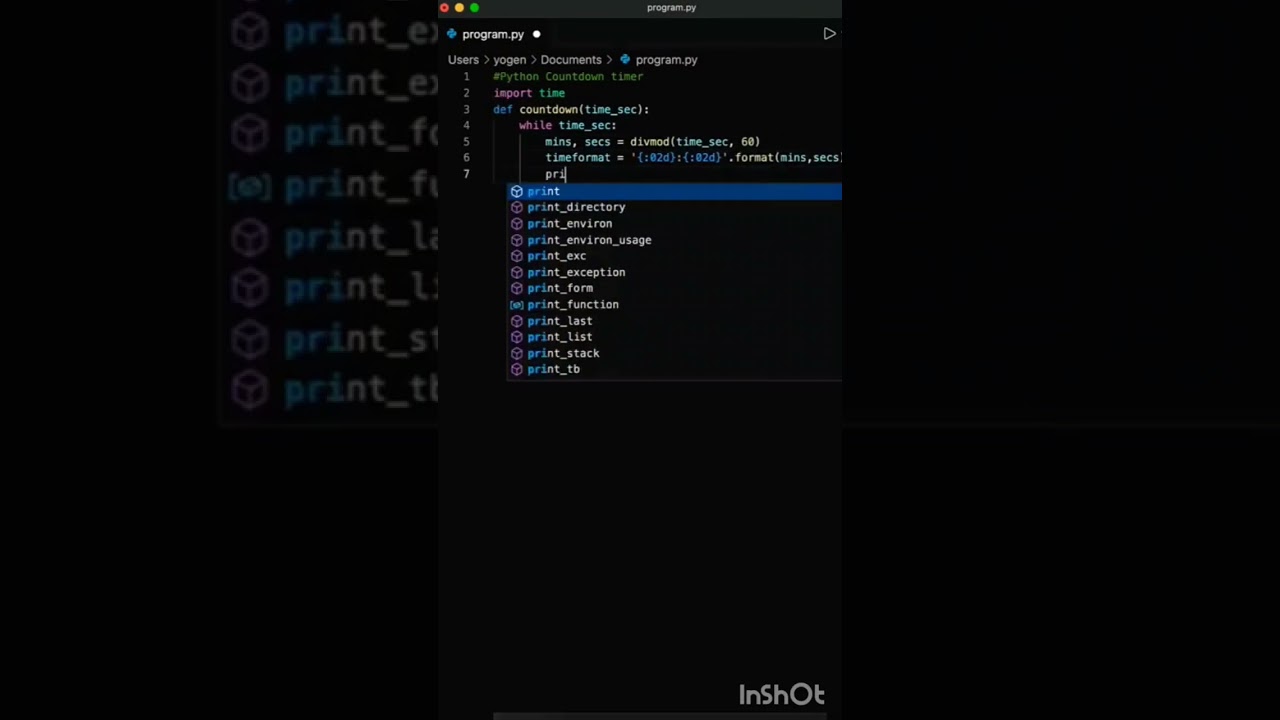 Python program to create countdown timer #shorts#coding#programming