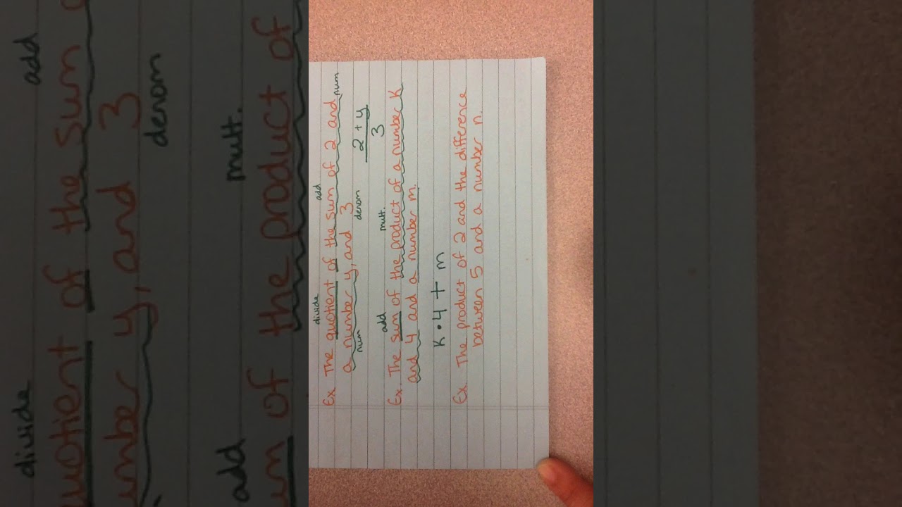 Algebra 2 1.3 Notes - Algebraic Expressions