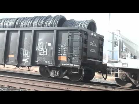 CSX SD40-3 4023 Leads Freight Train and Old BN Car