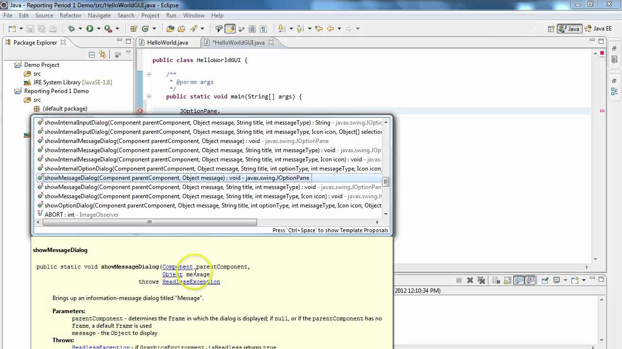 Eclipse - HelloWorld GUI