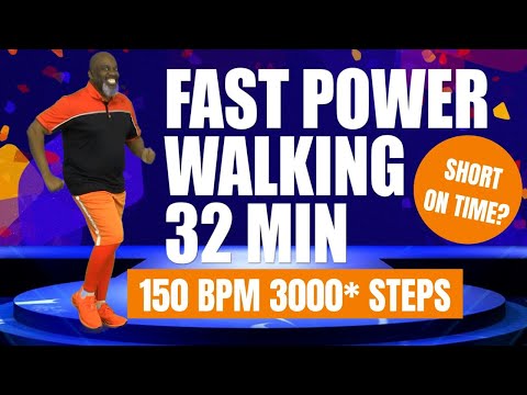 Fast Power Walking Cardio Exercise Workout | Short On Time? | 32 Min | 150 BPM | 3000* Steps