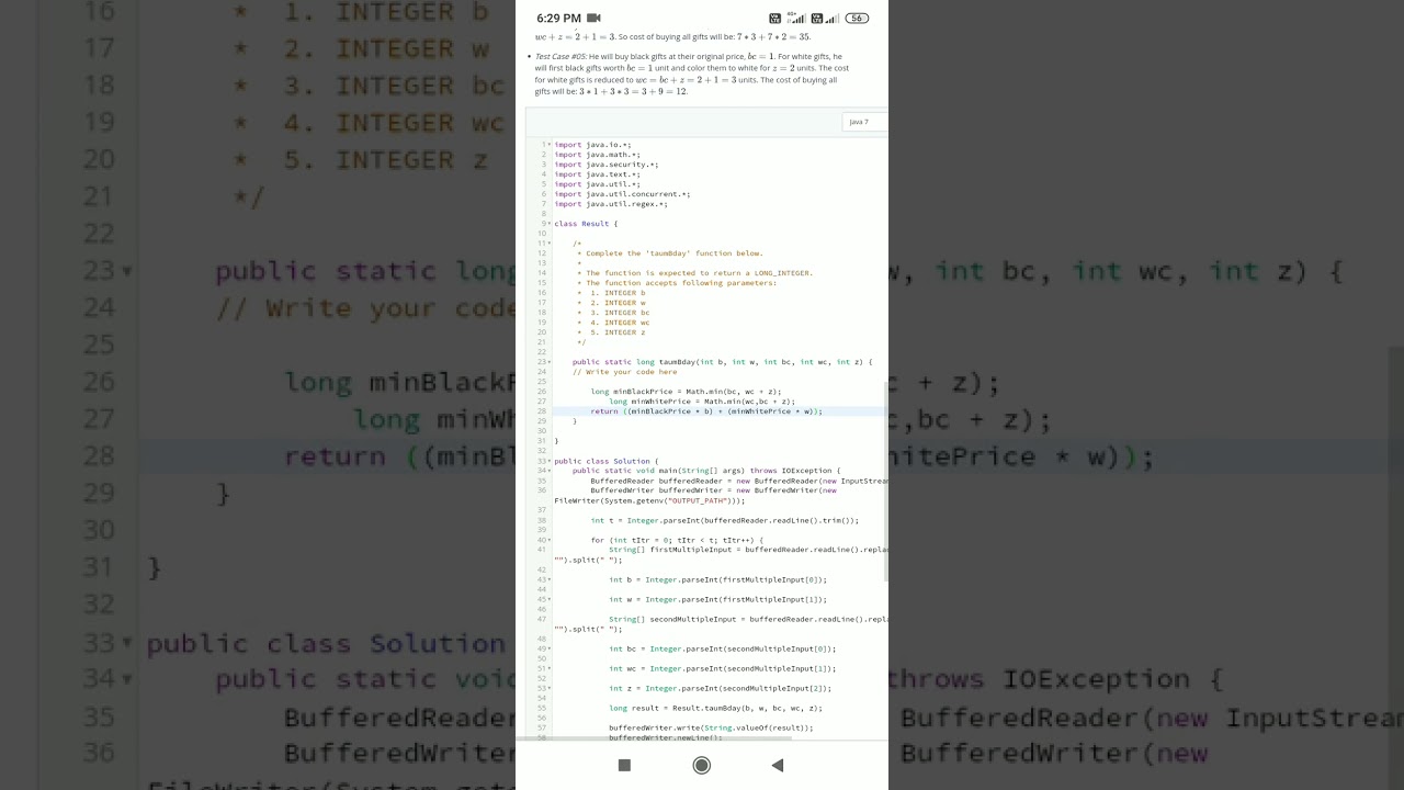 Taum and B'day Hackerrank Solution#youtubeshorts#viralshort#hackerrank
