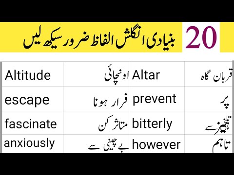 20 Very Important English Vocabulary Words with Urdu Translation
