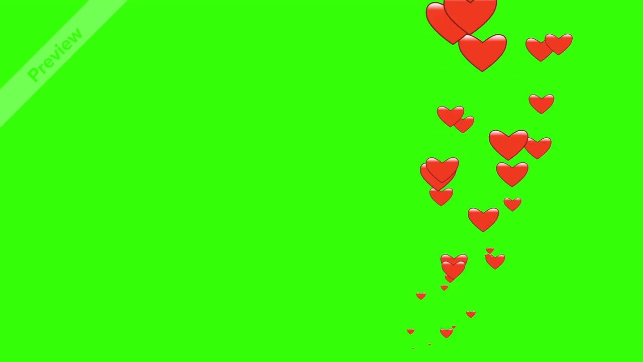 Flying hearts large VFX Green Screen Film Making free video