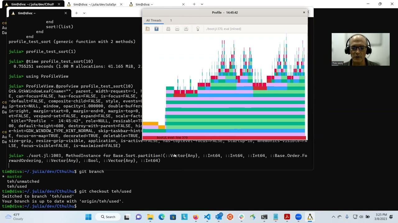 Tools for fixing performance problems in Julia: ProfileView and Cthulhu