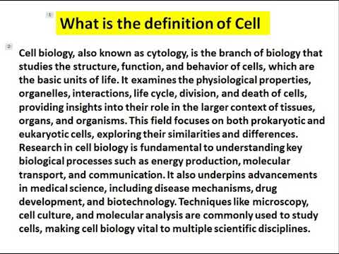 what is the definition of cell biology