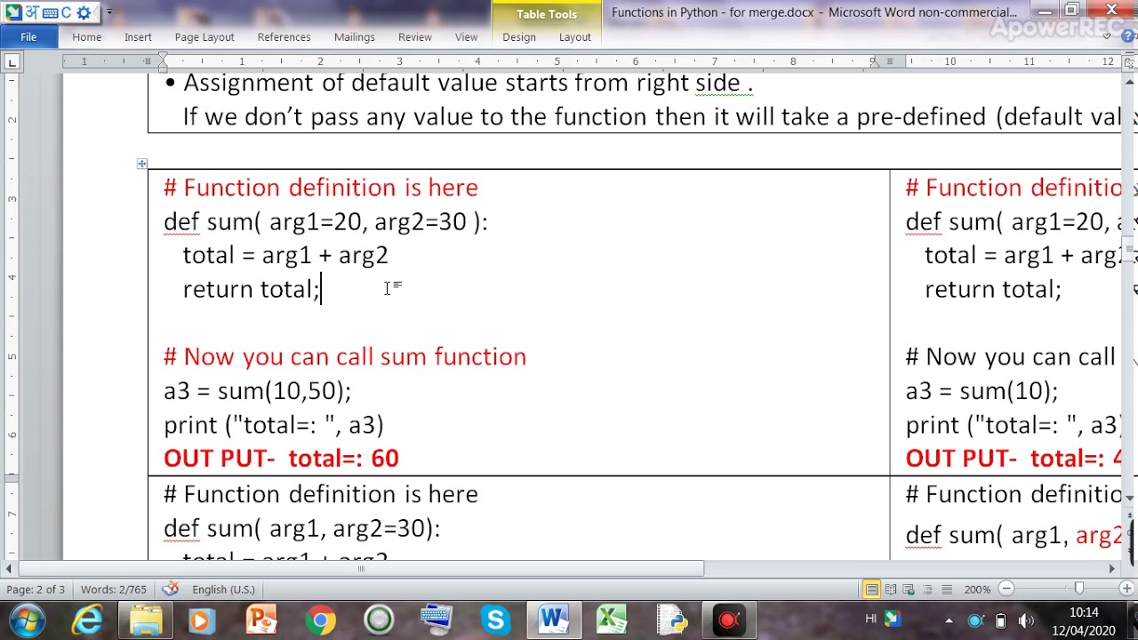 CLASS XII - PYTHON  DEFAULT ARGUMENTS IN PYTHON