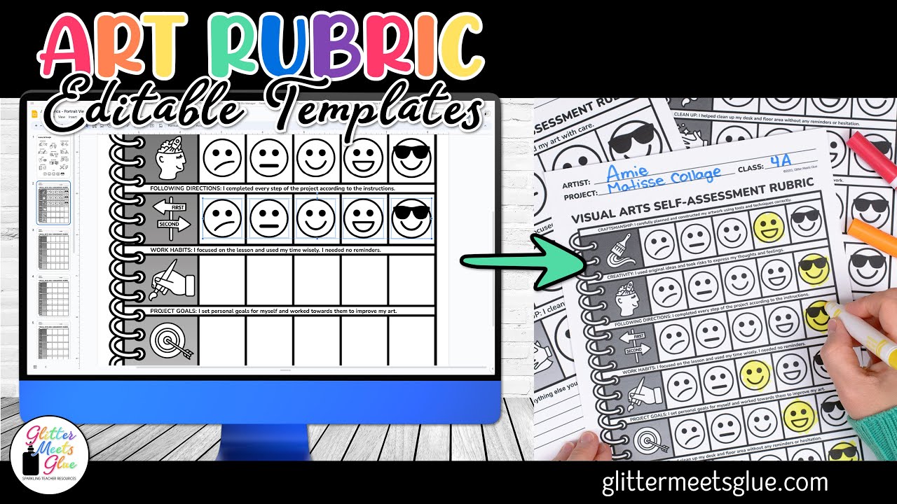 How to Make an Editable Art Rubric for Elementary & Middle School Art Lessons | Visual Art Worksheet