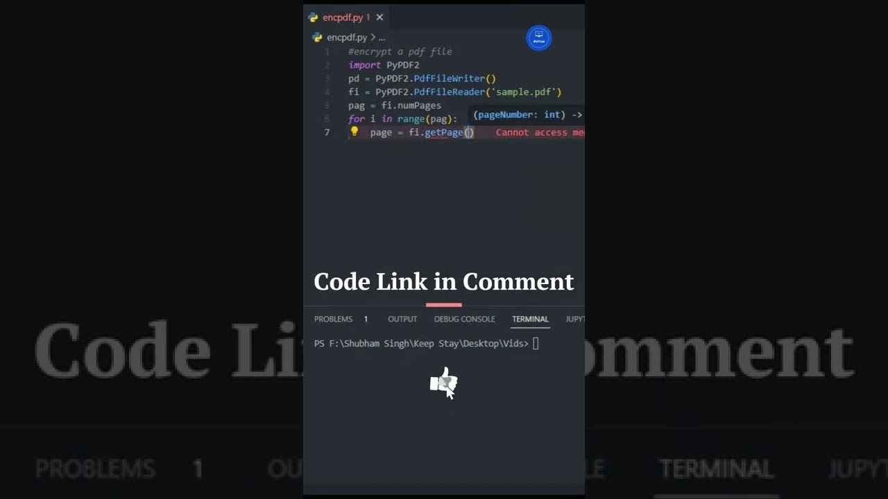 encrypt pdf file using python #shorts #short