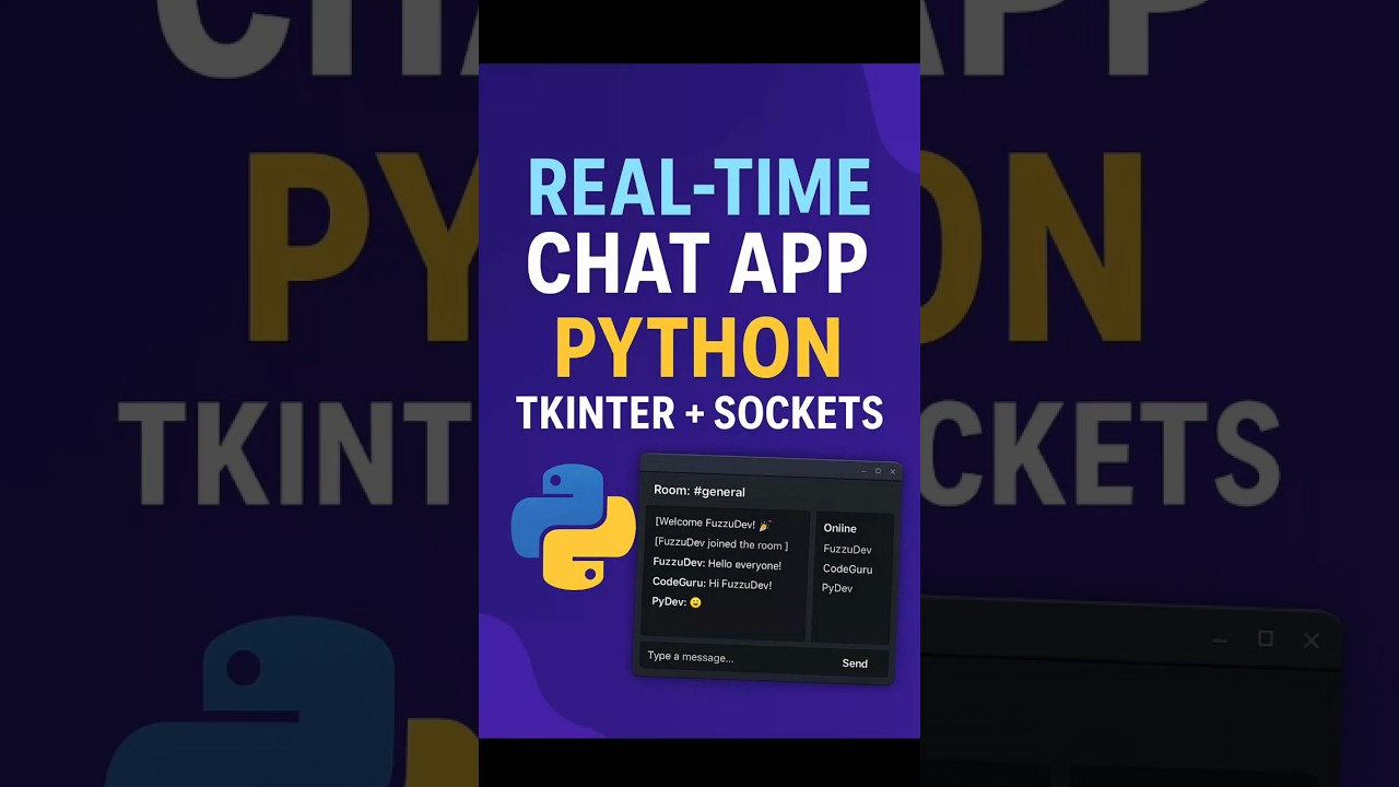 🚀 Build a Real-Time Chat App! 💬 Python + Tkinter + Sockets = Smooth, Modern 🔥 GUI #FuzzuTech #Coding