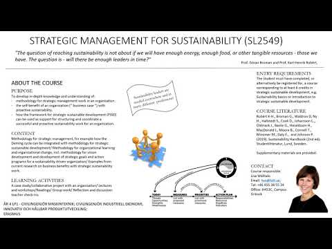 Strategic Management for Sustainability - SL2549 - Blekinge Institute of Technology