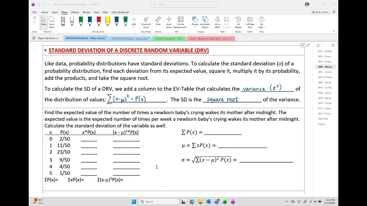 Statistics OER - Section 4-2 Discrete PDF: Mean and Standard Deviation
