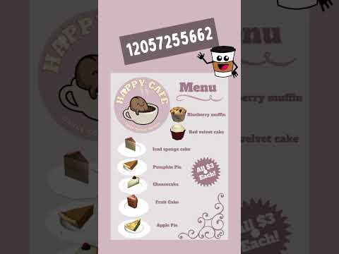 Bloxburg Cafe Menu and Decoration Decal Codes
