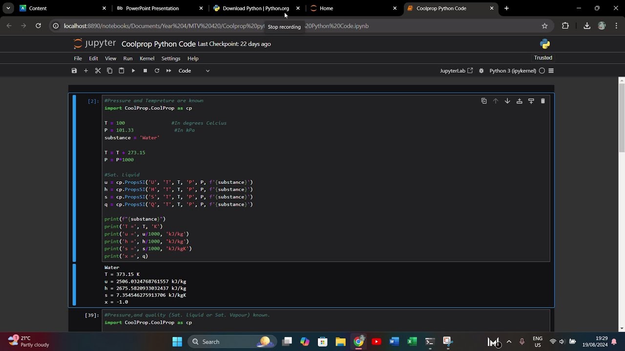 Installing Coolprop + Jupyter Notebook + Python