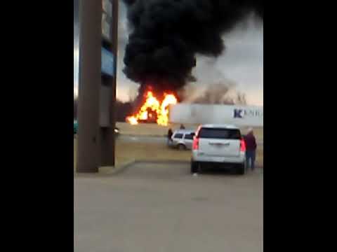 Knights semi truck on fire in Tulsa Oklahoma