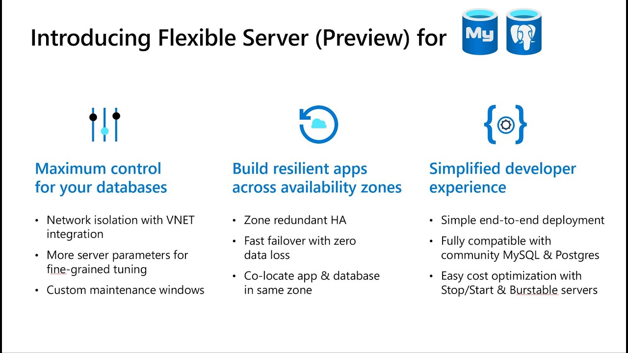 Azure Database for MySQL and Postgres- Flexible Server (Preview)
