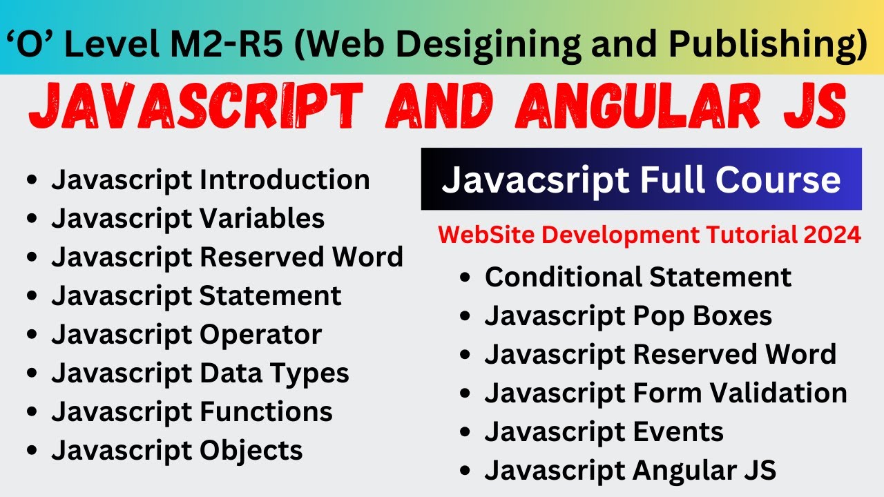 O Level Web Designing (M2-R5.1)  | JavaScript Full Course (2024) javascript tutorial for beginners