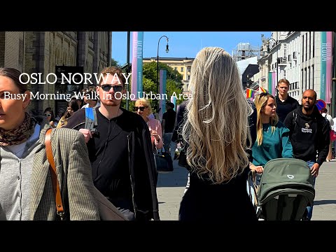 OSLO NORWAY, Busy Morning Walk In Oslo Urban Area☀️HOT! Virtual Walking Tour’ 4K/60ftp