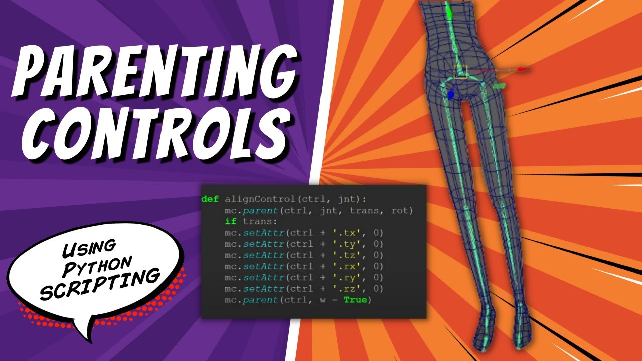 Parenting Controls with Python in Maya | Maya Python Tutorial