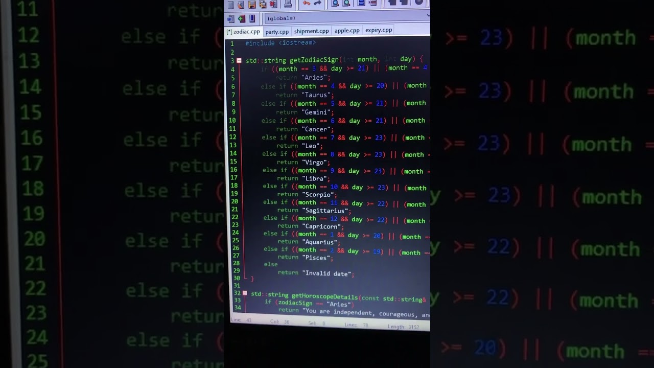 zodiac c++ #coding #cpp #code #codinglife #codemasters #coderstokyo #codingninja #coders