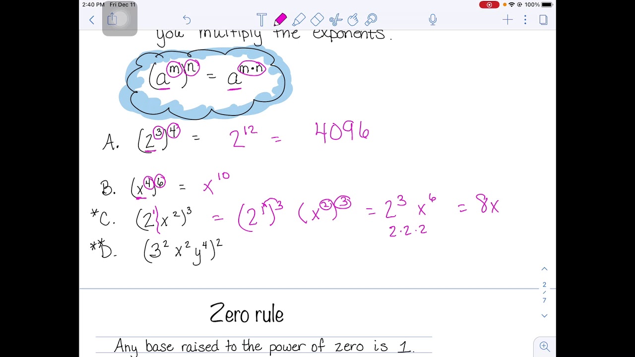Exponent Rules Notes Math 1