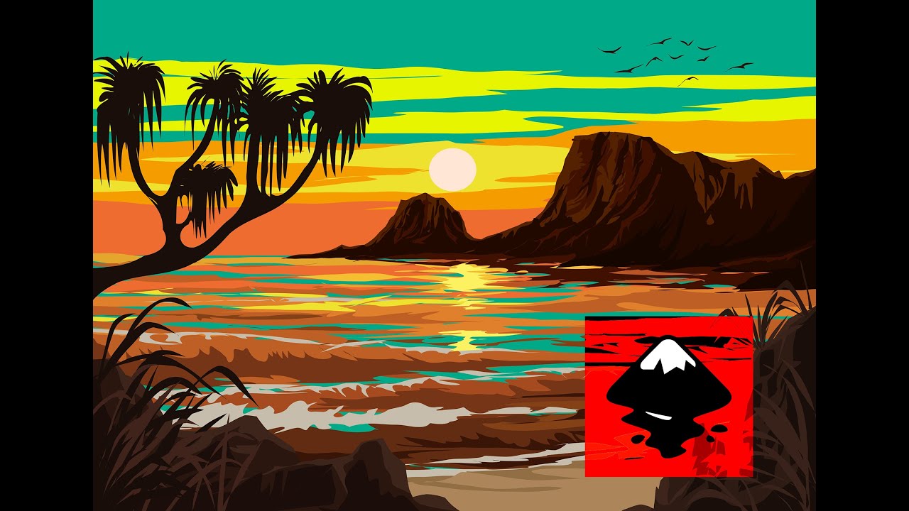 Beach landscape | Vector landscape | Freehand speed art with INKSCAPE