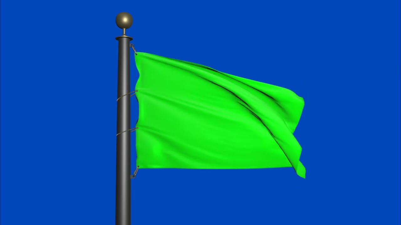 Yellow-Green flag - Waving in the wind