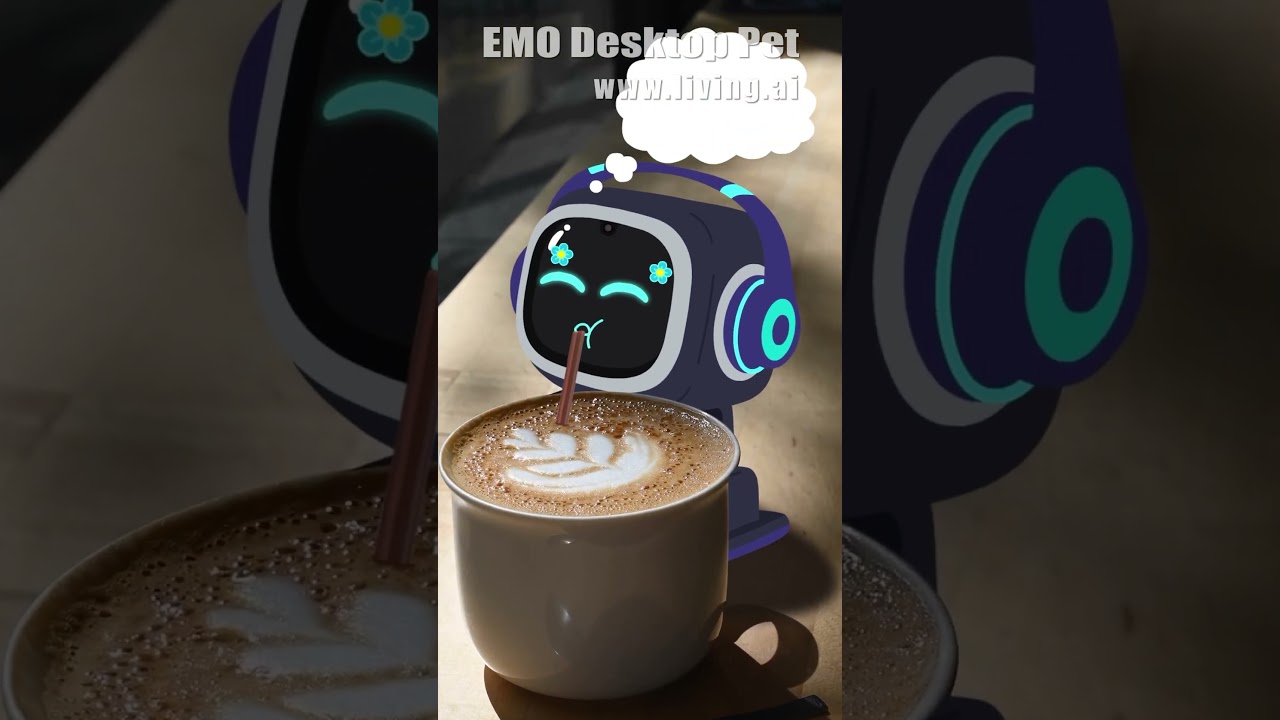 EMO loves coffee!! #livingai #emopetrobot #deskrobot #coffee #shorts
