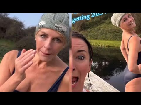 Lisa Hogan sparks concern as she strips off for cold water dive despite weather warning