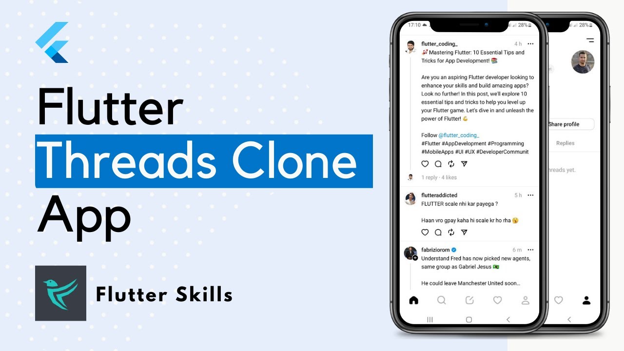 Flutter Threads Clone App - Flutter UI Design