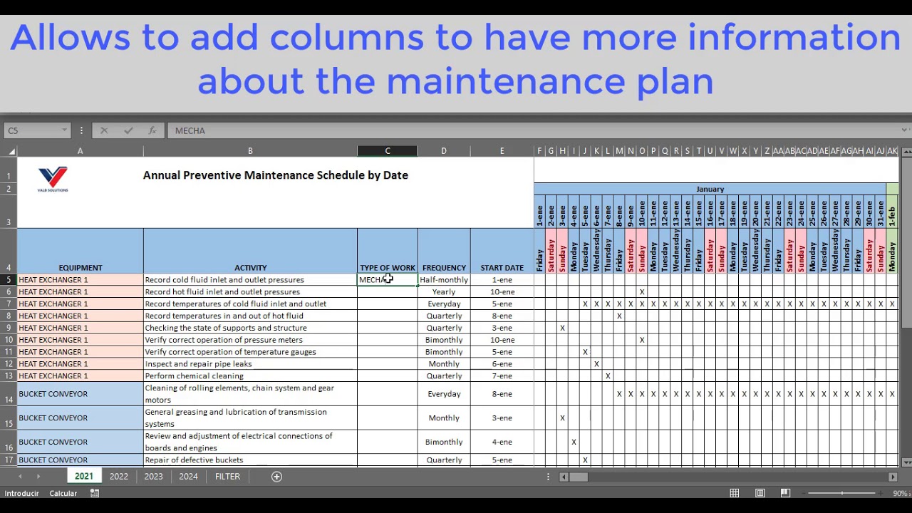 ✅ PREVENTIVE MAINTENANCE SCHEDULE IN EXCEL 2026