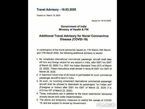 Travel Advisory 19.03.2020