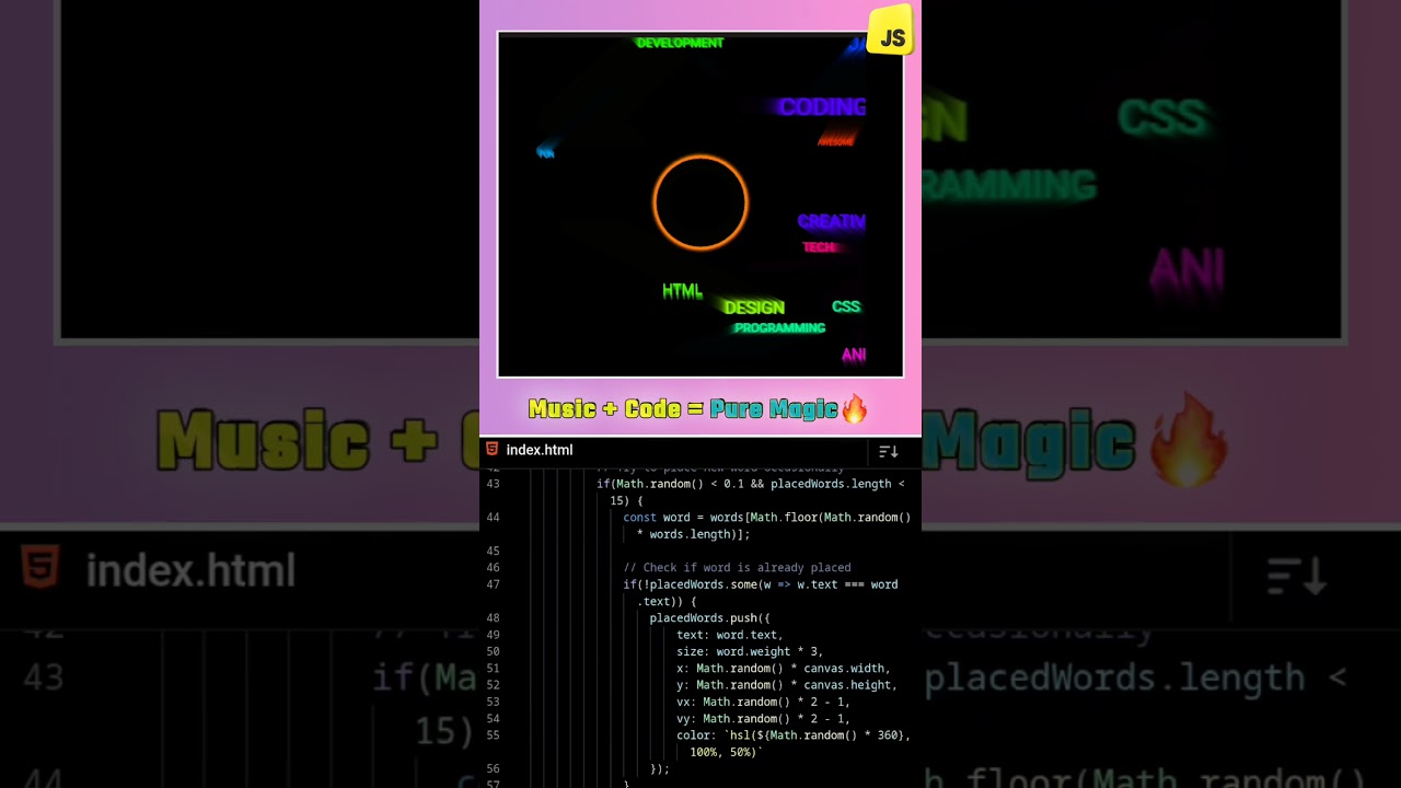 ❤️Create a Colorful Word Cloud Animation in JavaScript! | DevZiaul  #shorts #coding