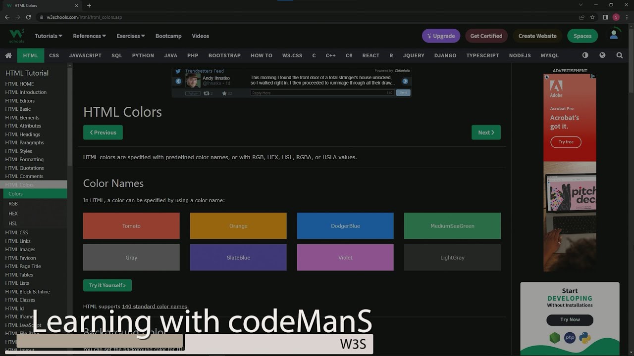 (SCRAPPED) Master HTML with W3Schools:  HTML Colors