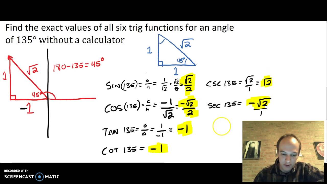 Finding Trig values using special right triangles