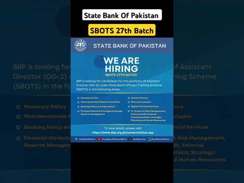 State Bank Of Pakistan SBOTS 27th Batch | state Bank of pakistan jobs