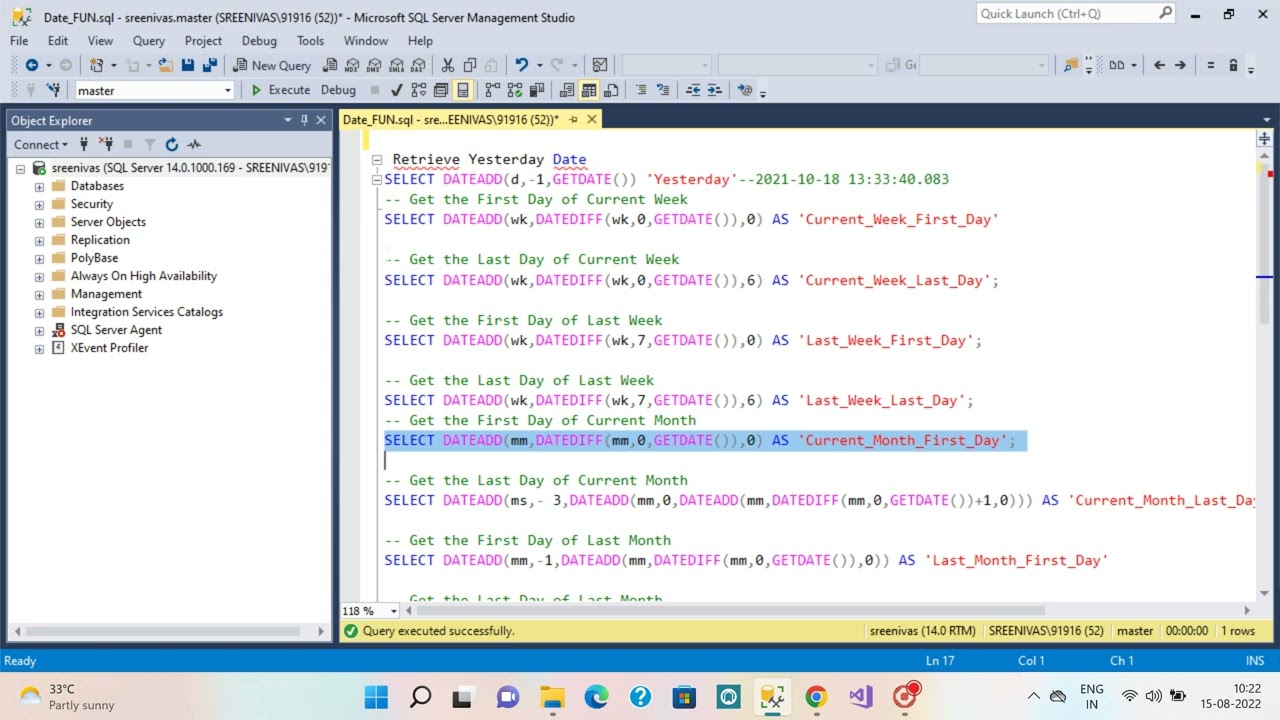 Date and Time Functions Queries in SQL server | Madhu | SQL | Datetime