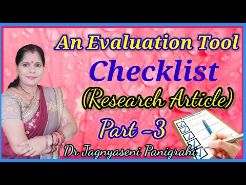 Checklist: A Useful Evaluating Tool..Research Article (Part-3)@dr.jpclasses8873