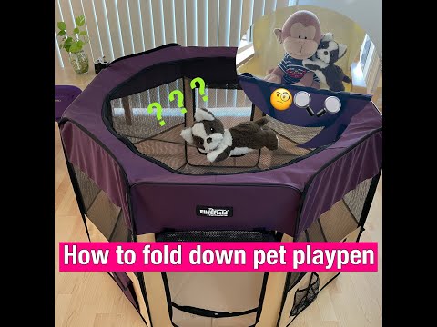 How to fold down pet playpen - EASY fold up demo (EliteField pet playpen dissembling)