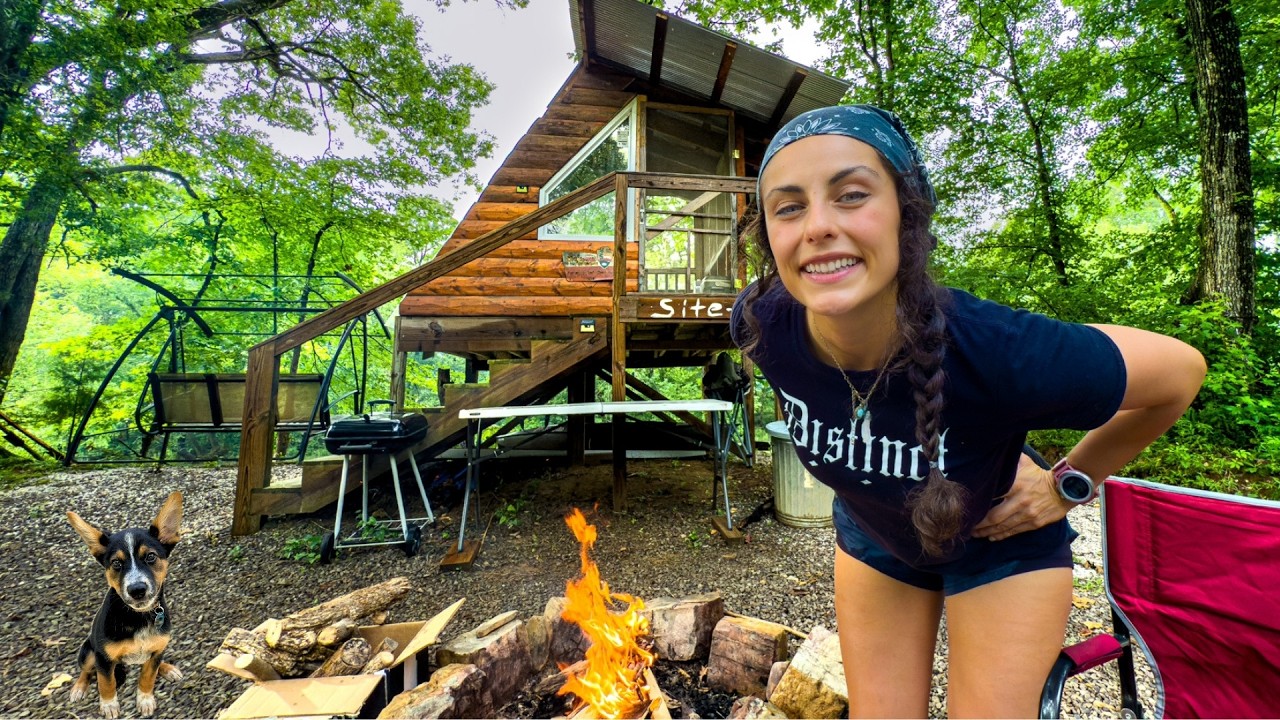 Solo Rainy Summer Camping in a Treehouse Down By the River