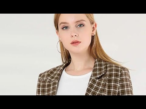 Allegra K Women's Plaid Notched Lapel One Button Houndstooth Blazer Jacket #shorts #jacket #blazer