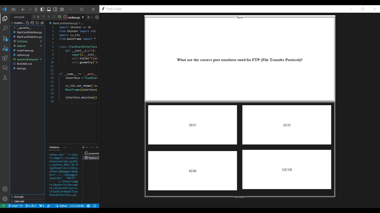 Python Project: Basic Flash Card App using Tkinter!
