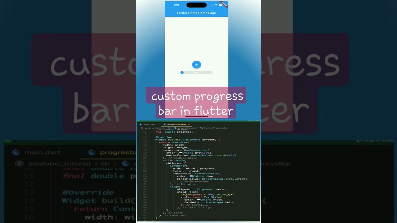 flutter shots,flutter shot, flutter tutorial, Build a Custom Progress Bar in Flutter #shots
