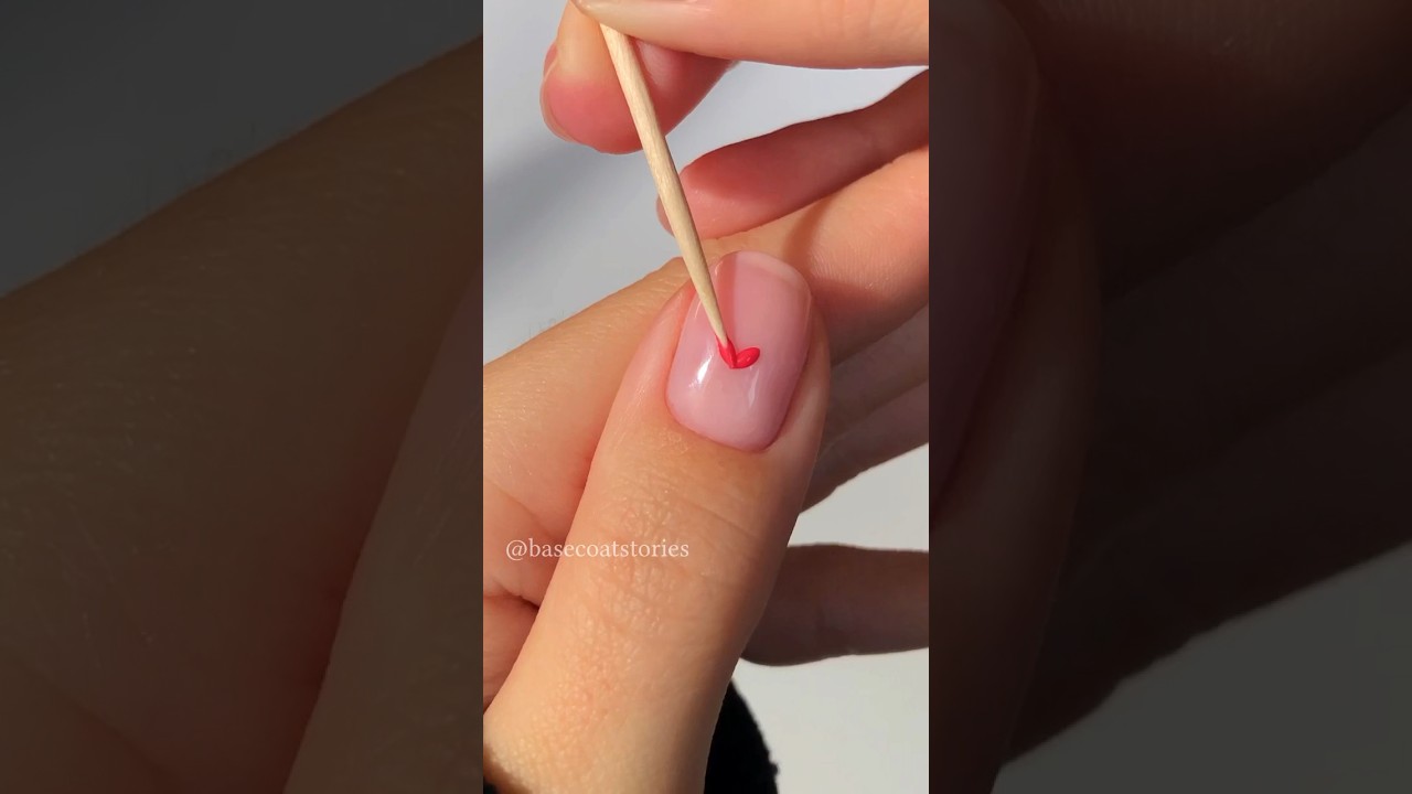 create easy diy heart nails with this toothpick hack for valentines!! 💌