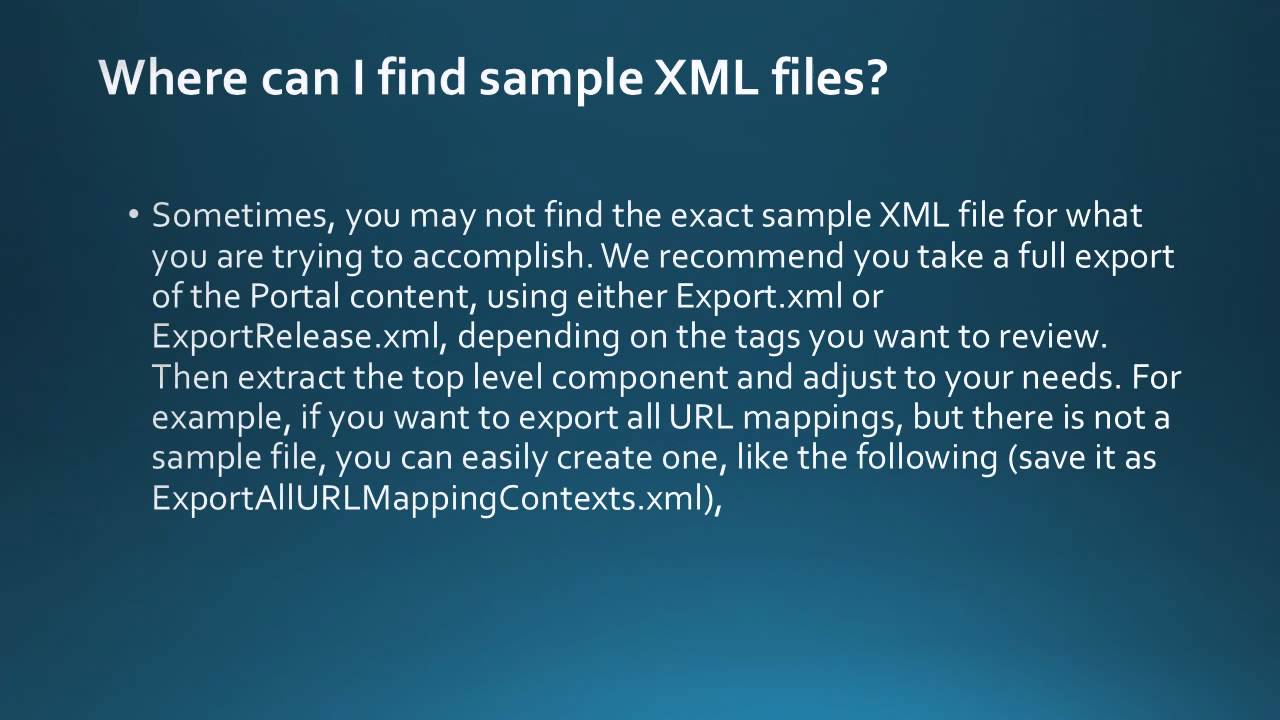 Where can I find sample XML files?